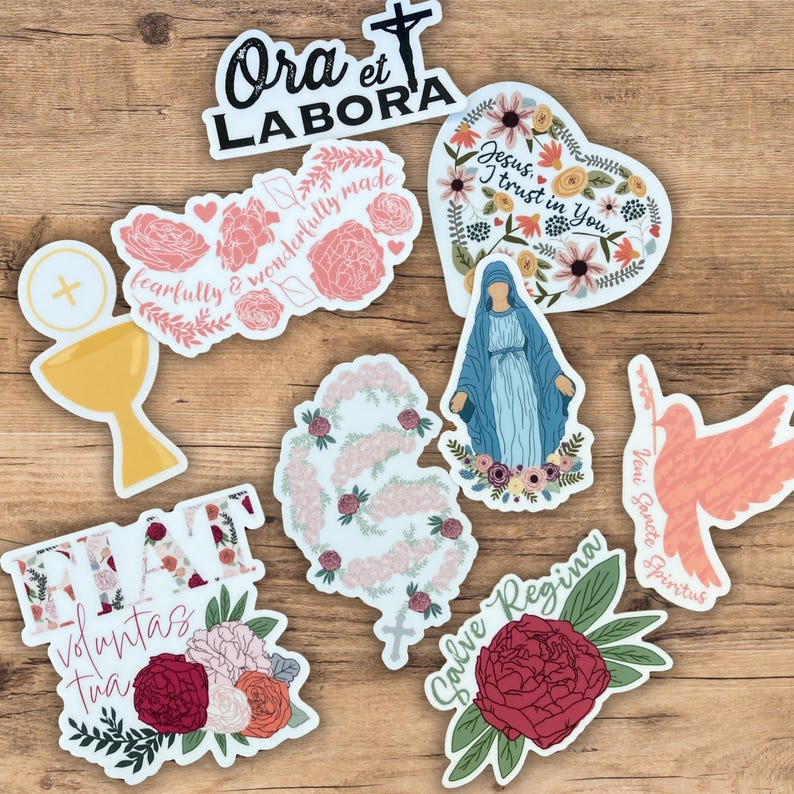Mary Sticker, Blessed Mother Decal, Catholic Water Bottle Decoration - Etsy