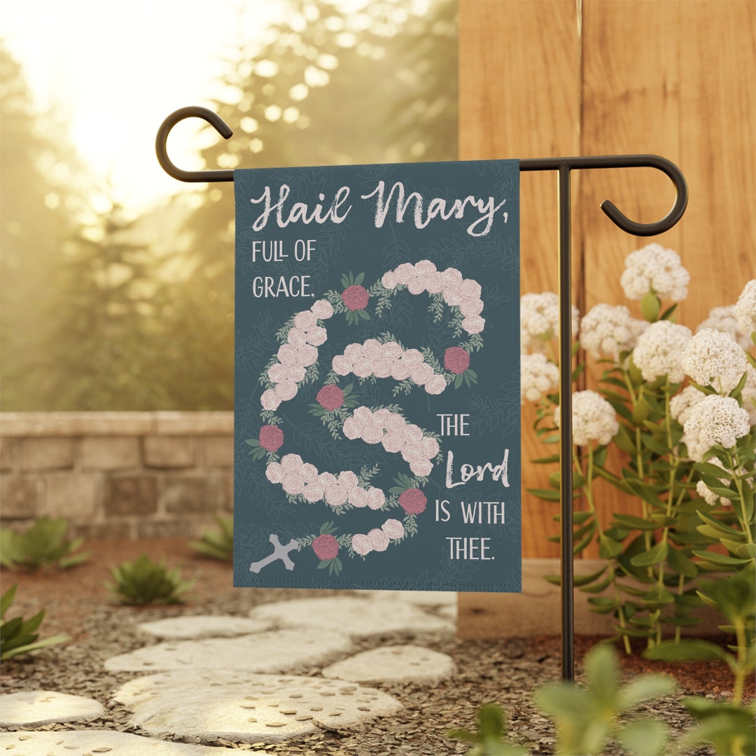 Rosary Garden Flag, Catholic Yard Banner, Hail Mary Garden Flag - Etsy
