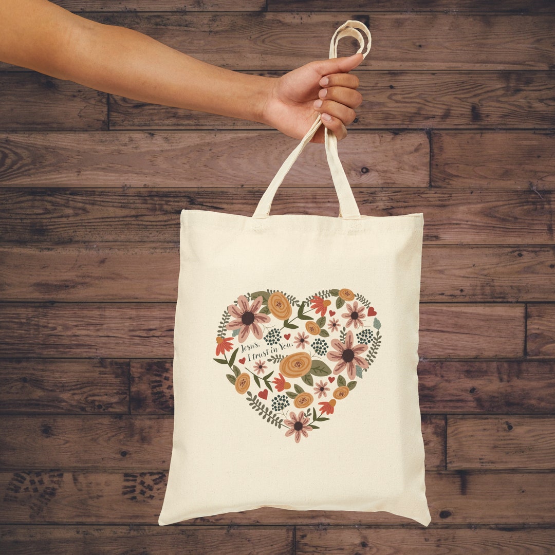 Jesus Canvas Bag, Catholic Tote Bag, Mass Bag, Divine Mercy Bag, Bible ...