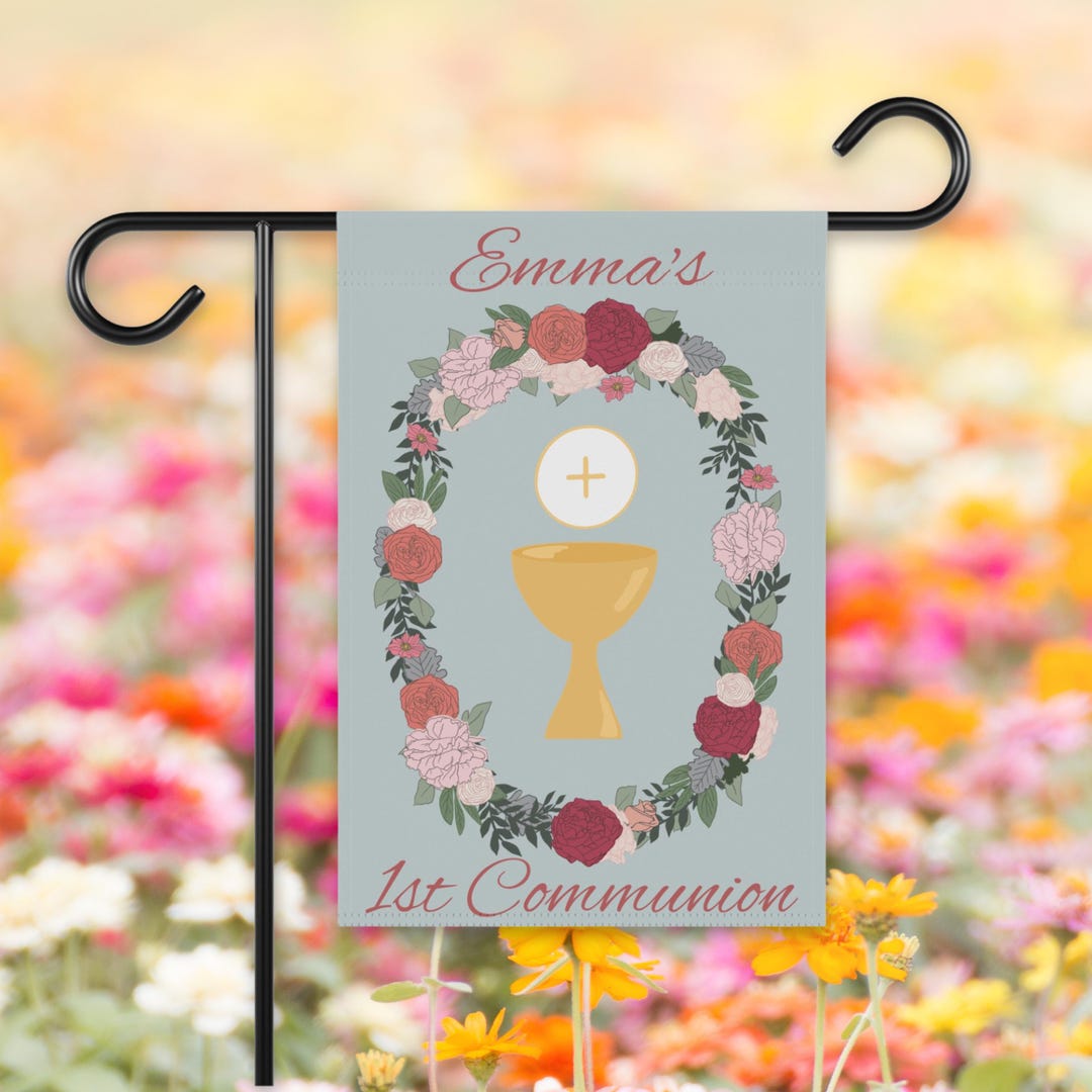 1st Communion Banner, Personalized Catholic Garden Flag, Eucharist Yard ...
