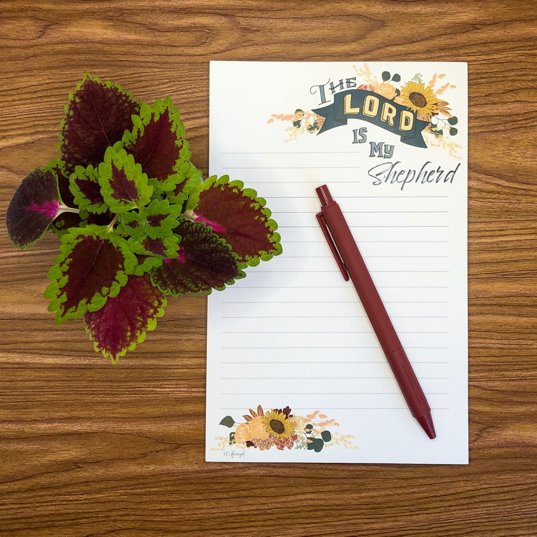Psalm 23 Notepad, the Lord is My Shepherd Notepad, Christian Stationary ...