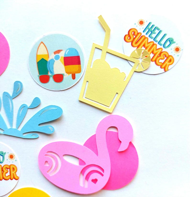 Summer Confetti Party Decor: Flamingo, Lemonade, Pool Party - 120 Pcs ...