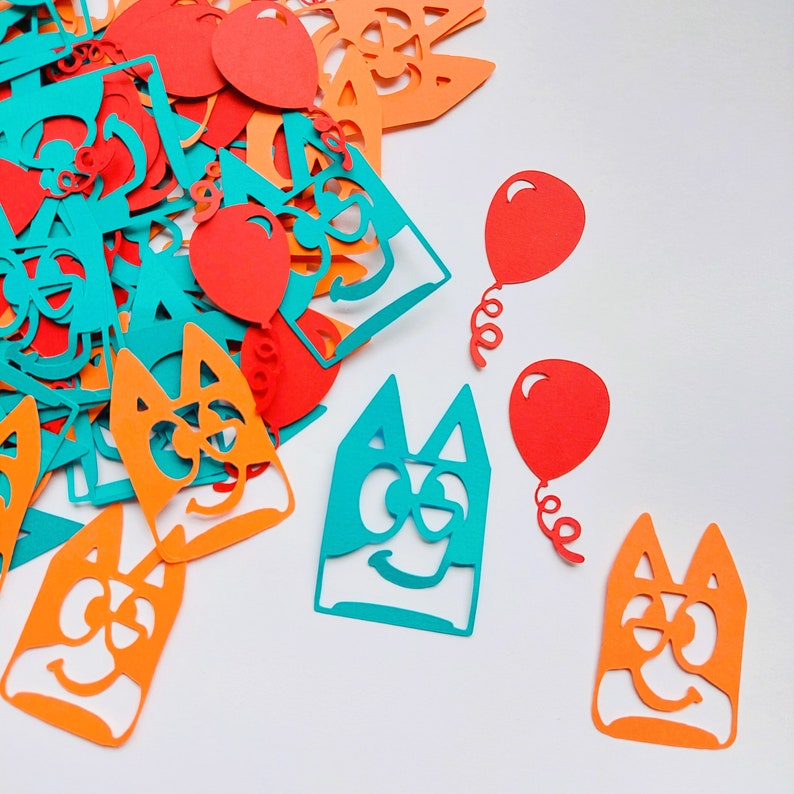 Bluey Inspired Confetti Bluey Bingo Red Balloon Party Confetti Bluey ...