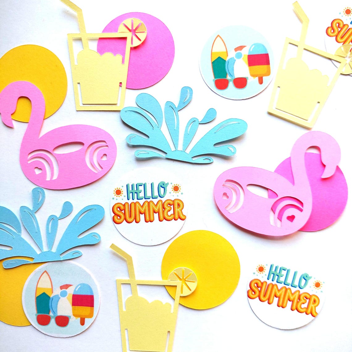Summer Confetti Party Decor: Flamingo, Lemonade, Pool Party - 120 Pcs ...