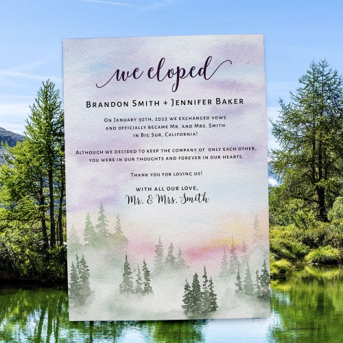 We Eloped Funny Elopement Announcement Template Wedding - Etsy