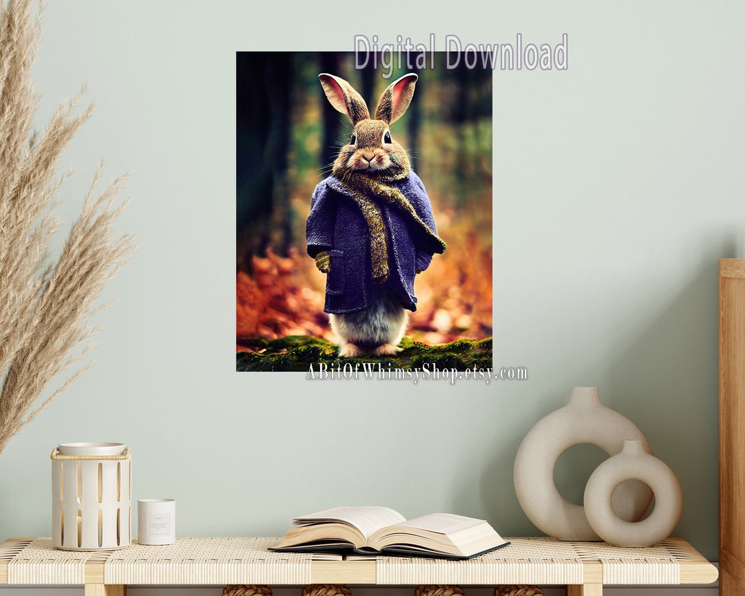 Whimsical Rabbit Art, Bunny Rabbit Print, Anthropomorphic Rabbit ...
