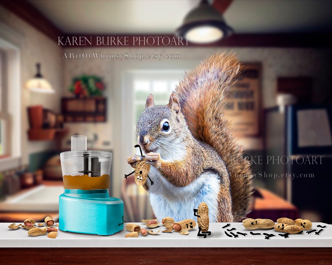 Funny Squirrel Art Dark Humor Red Squirrel Peanut Butter - Etsy