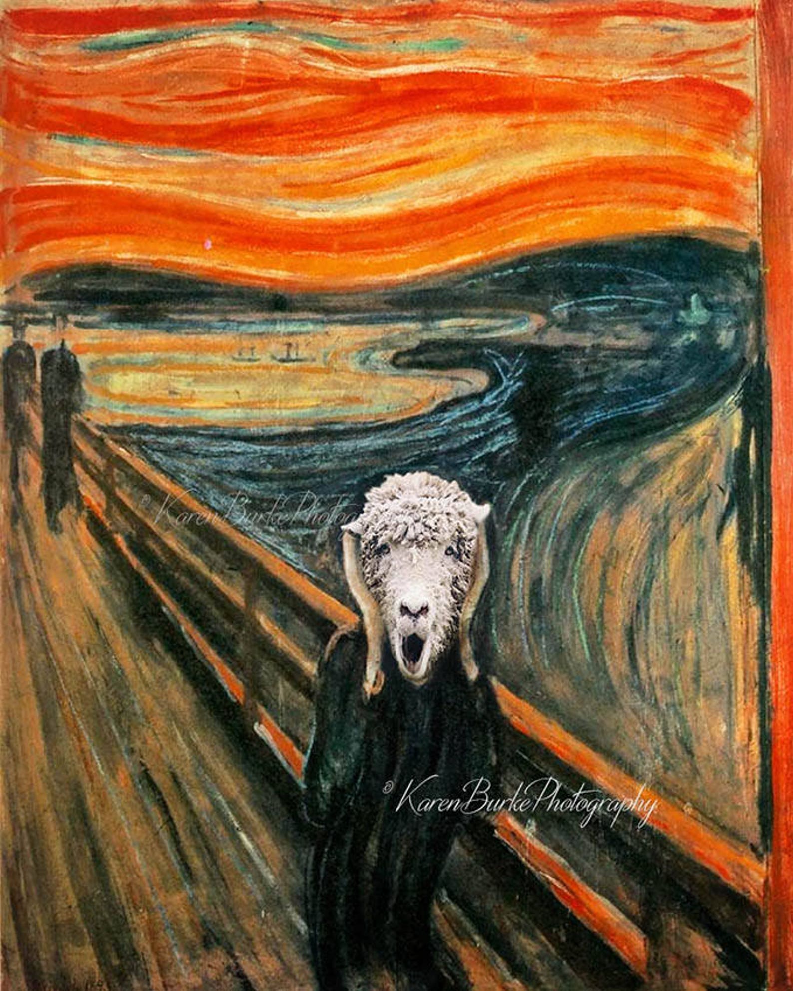 The Scream Whimsical Fine Art Edvard Munch Funny Sheep Art - Etsy