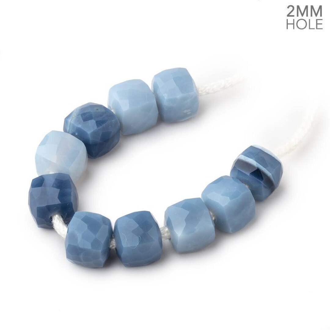 Owyhee Opal Denim Blue Large Hole Faceted Cube Beads, 6mm Opal Cube ...