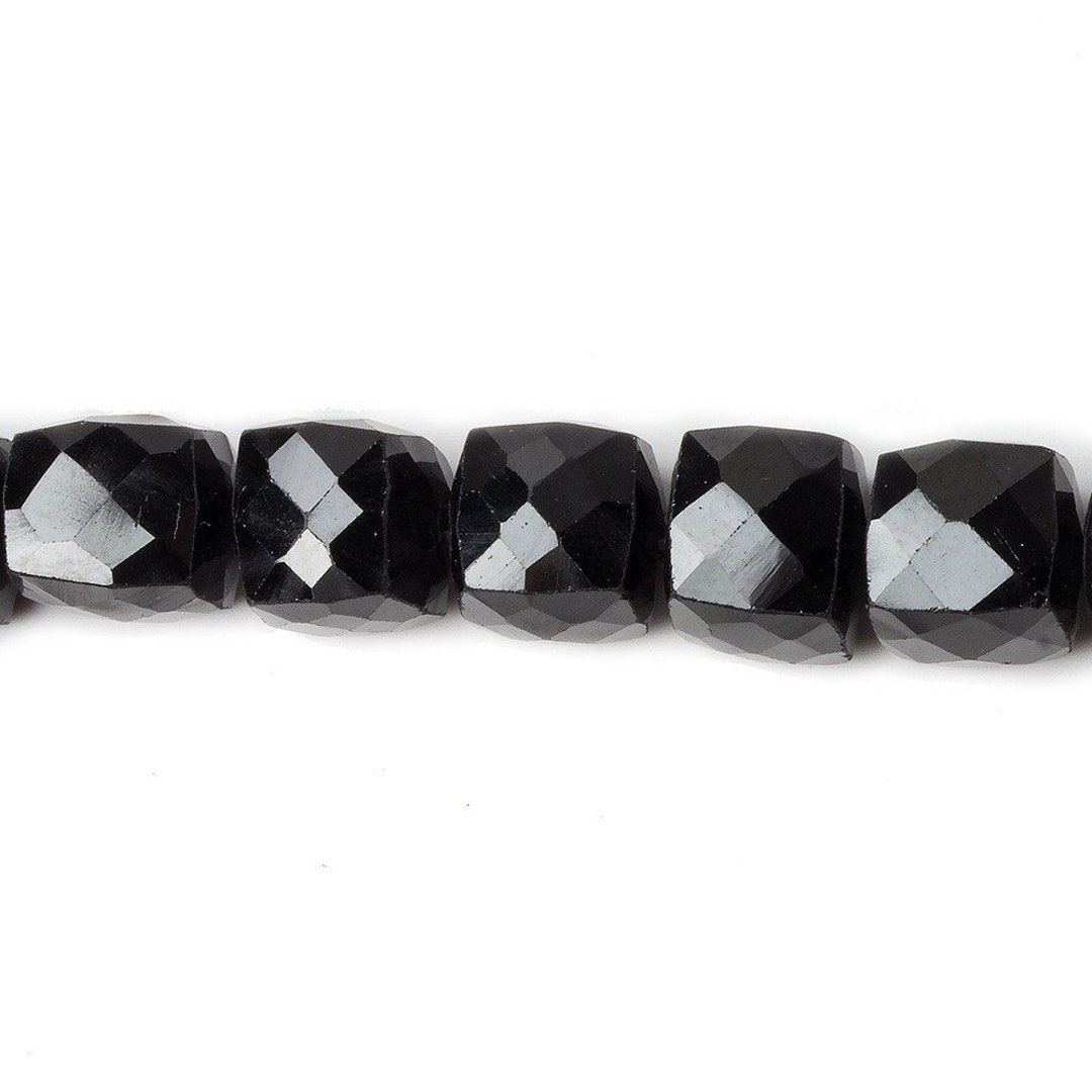 Black Spinel Faceted Cube Beads, August Birthstone, Spinel Beads, Black ...