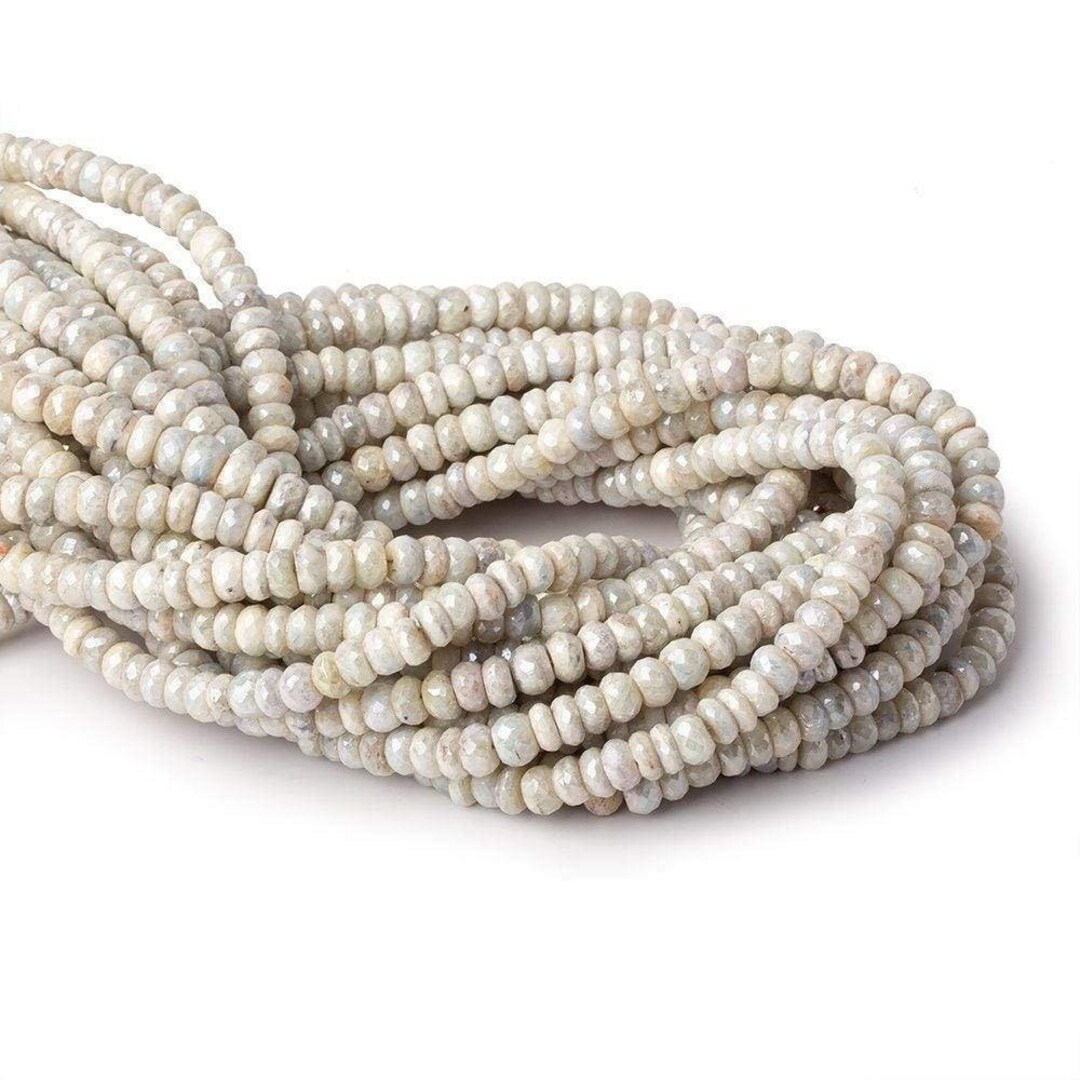 5.5mm Silverite Sapphire Faceted Rondelle Beads, White Sapphire Beads ...