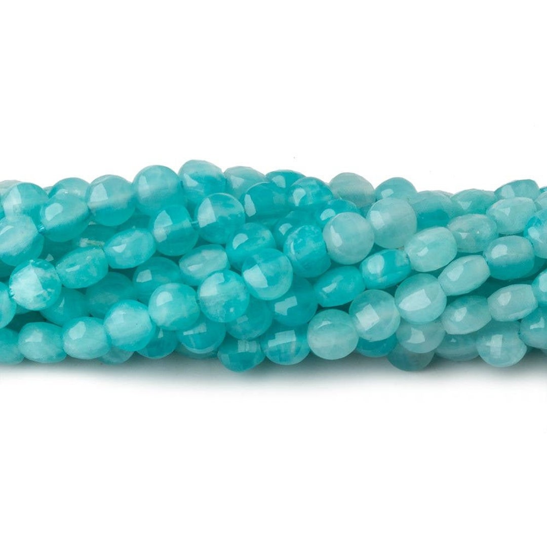 4mm AAA Grade Shaded Amazonite Checkerboard Faceted Coin Beads, Natural ...