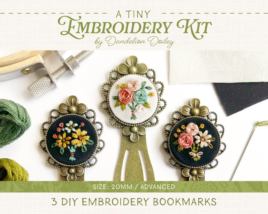 Bookmark Embroidery Kit (20mm) / Advanced / Small DIY Jewelry Kit ...