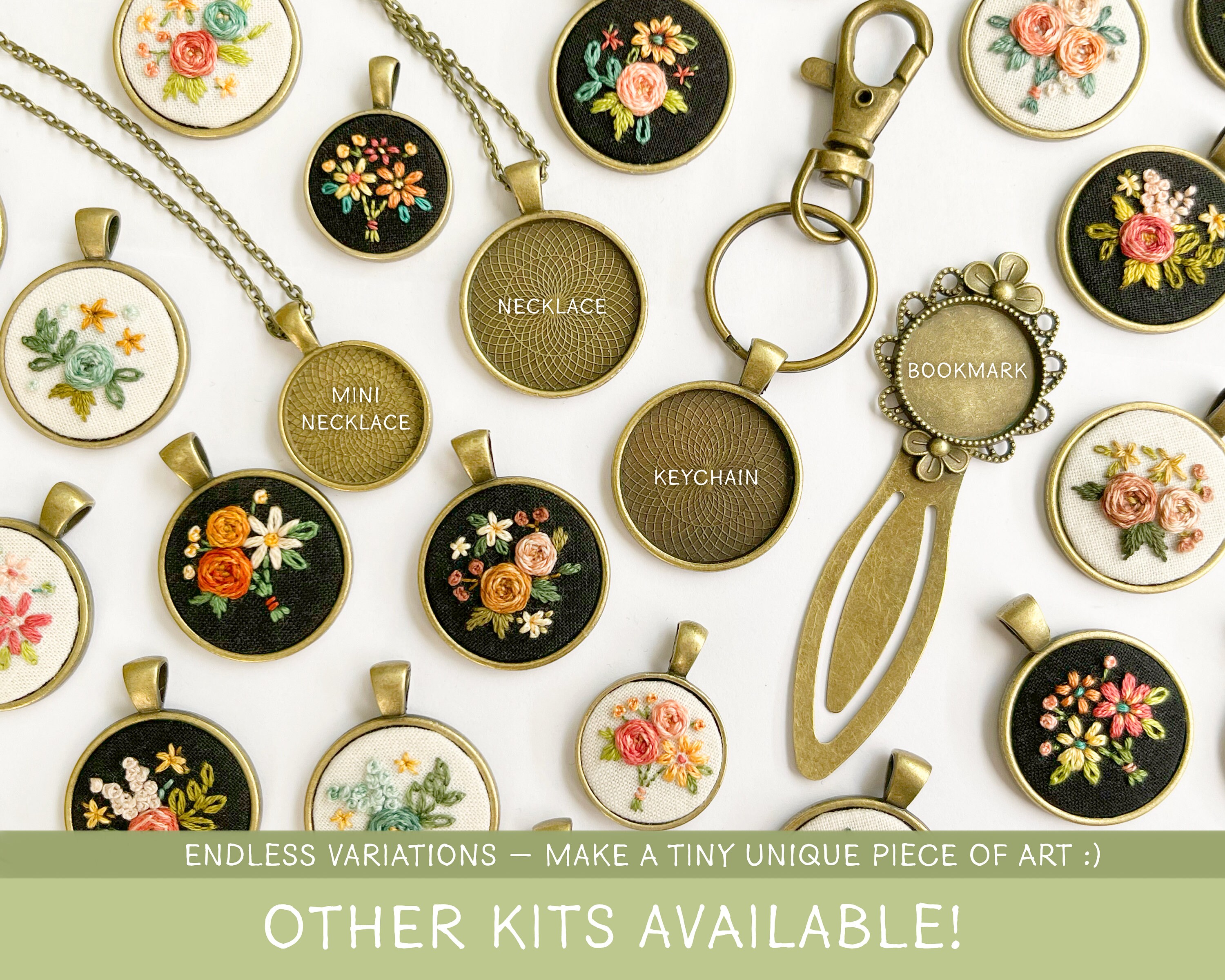 Keychain Embroidery Kit (25mm) / Beginner Friendly / Small DIY Jewelry ...