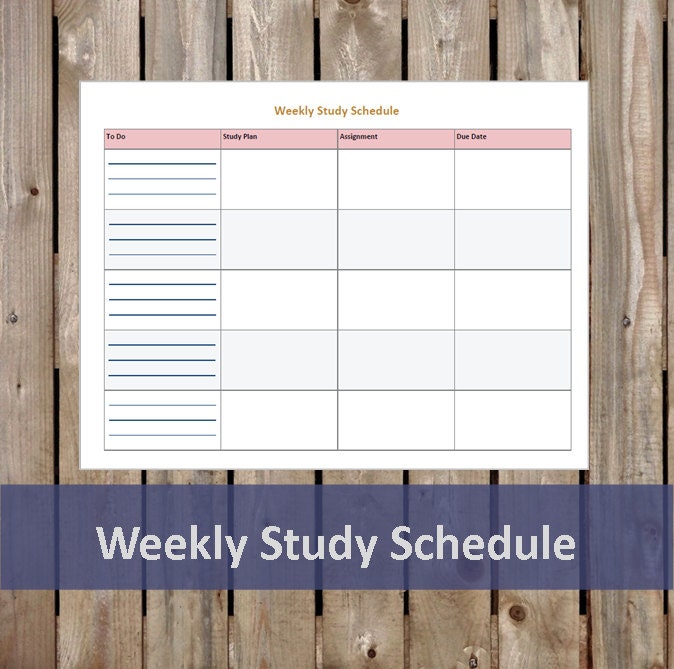 Weekly Study Schedule Printable Set Weekly Revision Timetable Set ...
