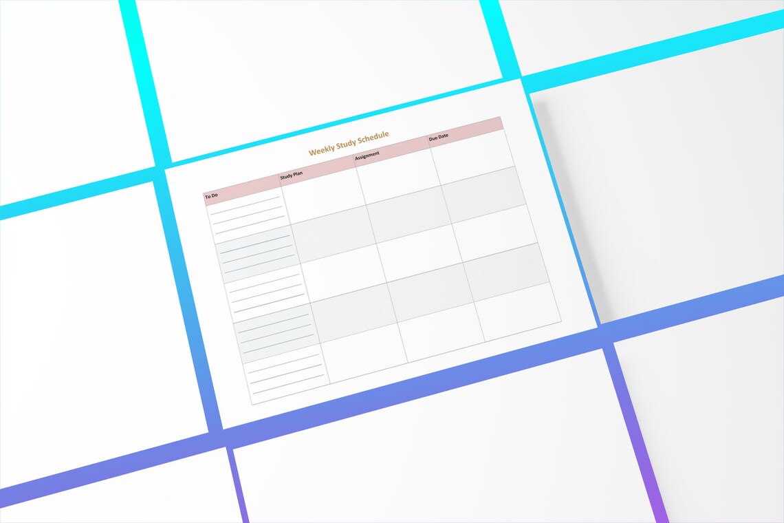 Weekly Study Schedule Printable Set Weekly Revision - Etsy