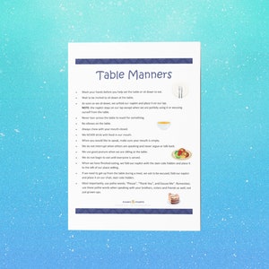 Table Manners Bundle for Kids | Dining Etiquette Game | Manners Cards ...