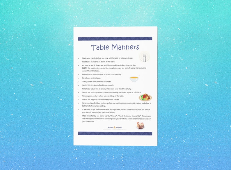 Table Manners Bundle for Kids | Dining Etiquette Game | Manners Cards ...