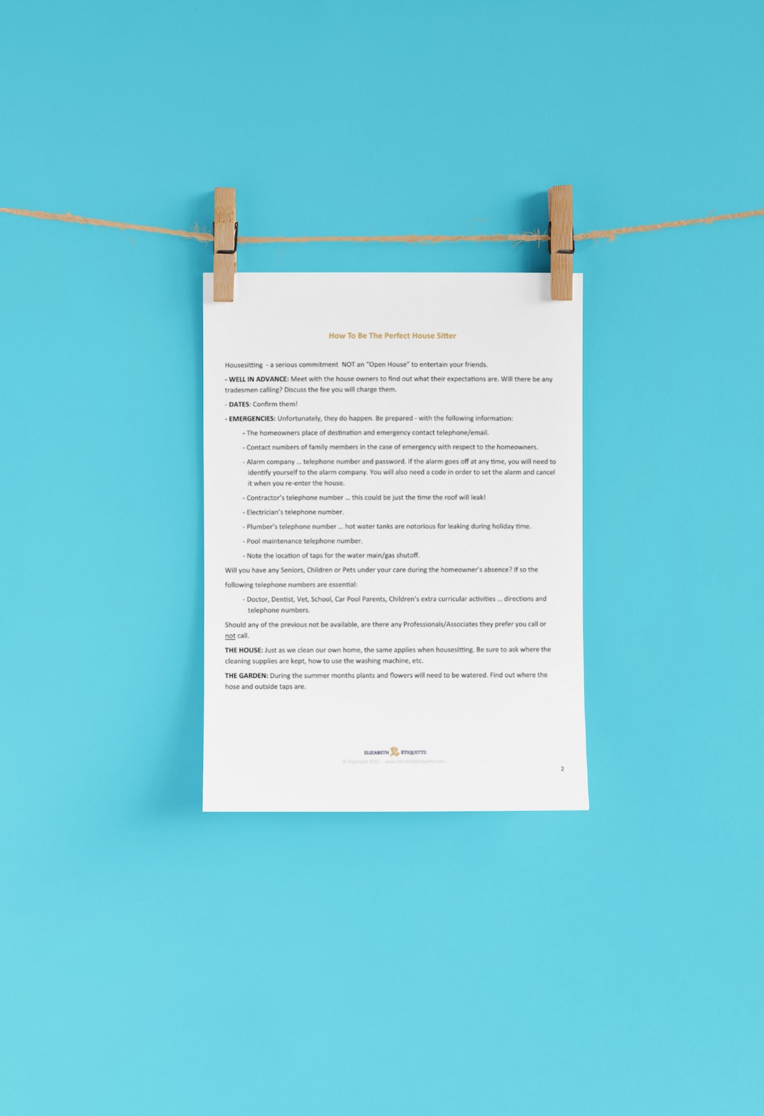 How to Be the Perfect House Sitter, House Sitter Instructions Checklist ...