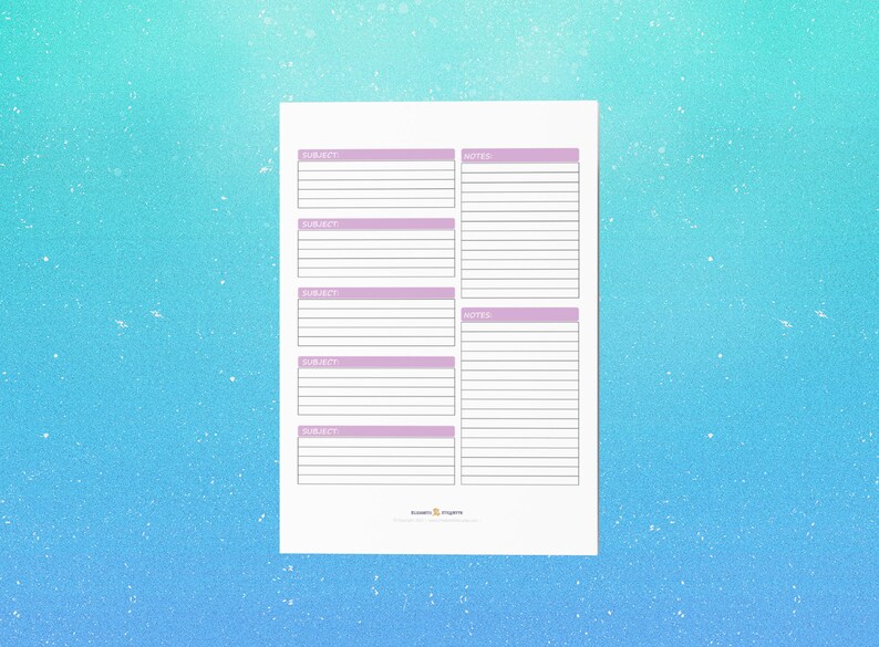 Student Subject Organizer Planner Page, Class Assignment Tracker ...