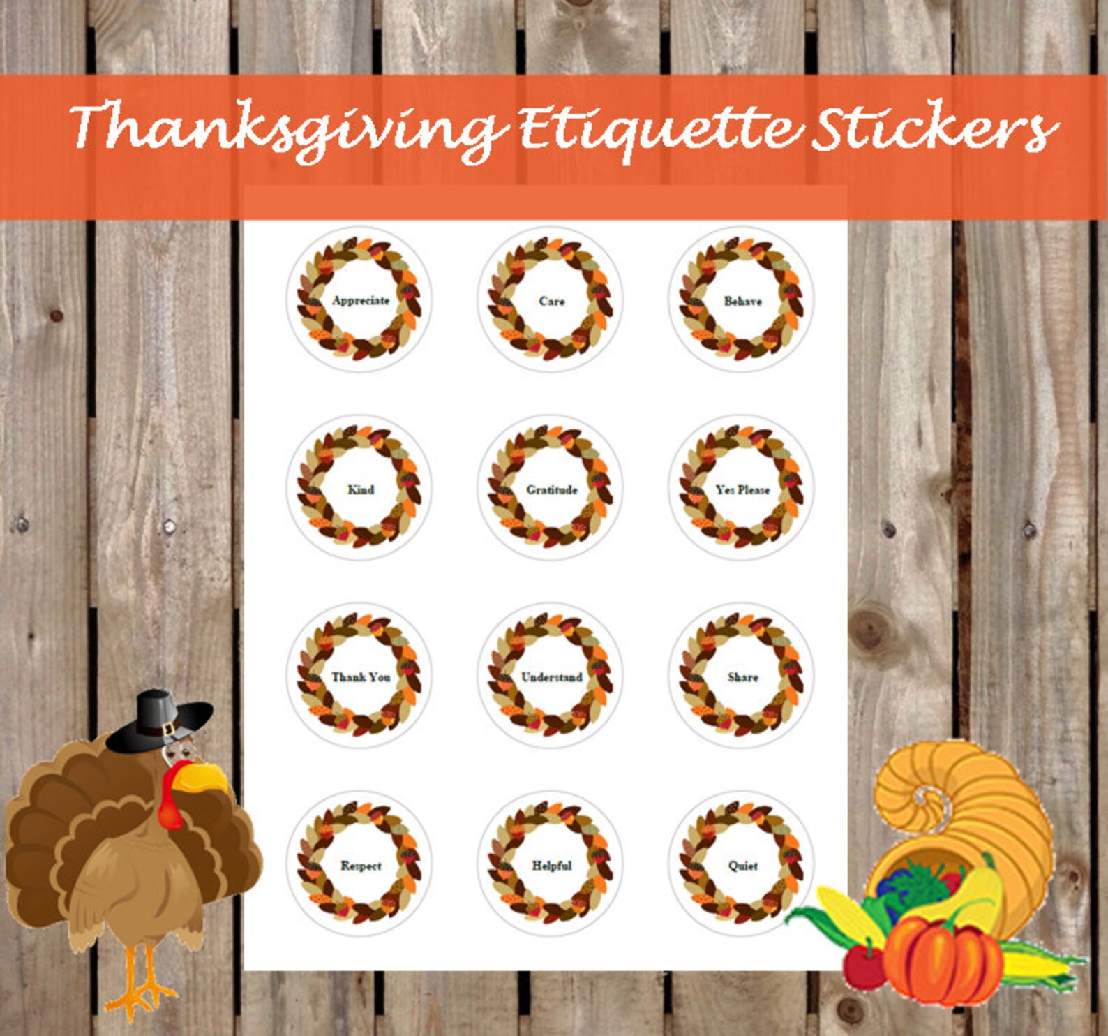Thanksgiving Stickers - Manners and Etiquette Happy Thanksgiving ...
