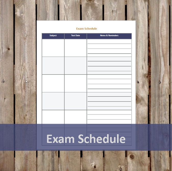 Exam Schedule Printable Study Planner Print at Home Study - Etsy