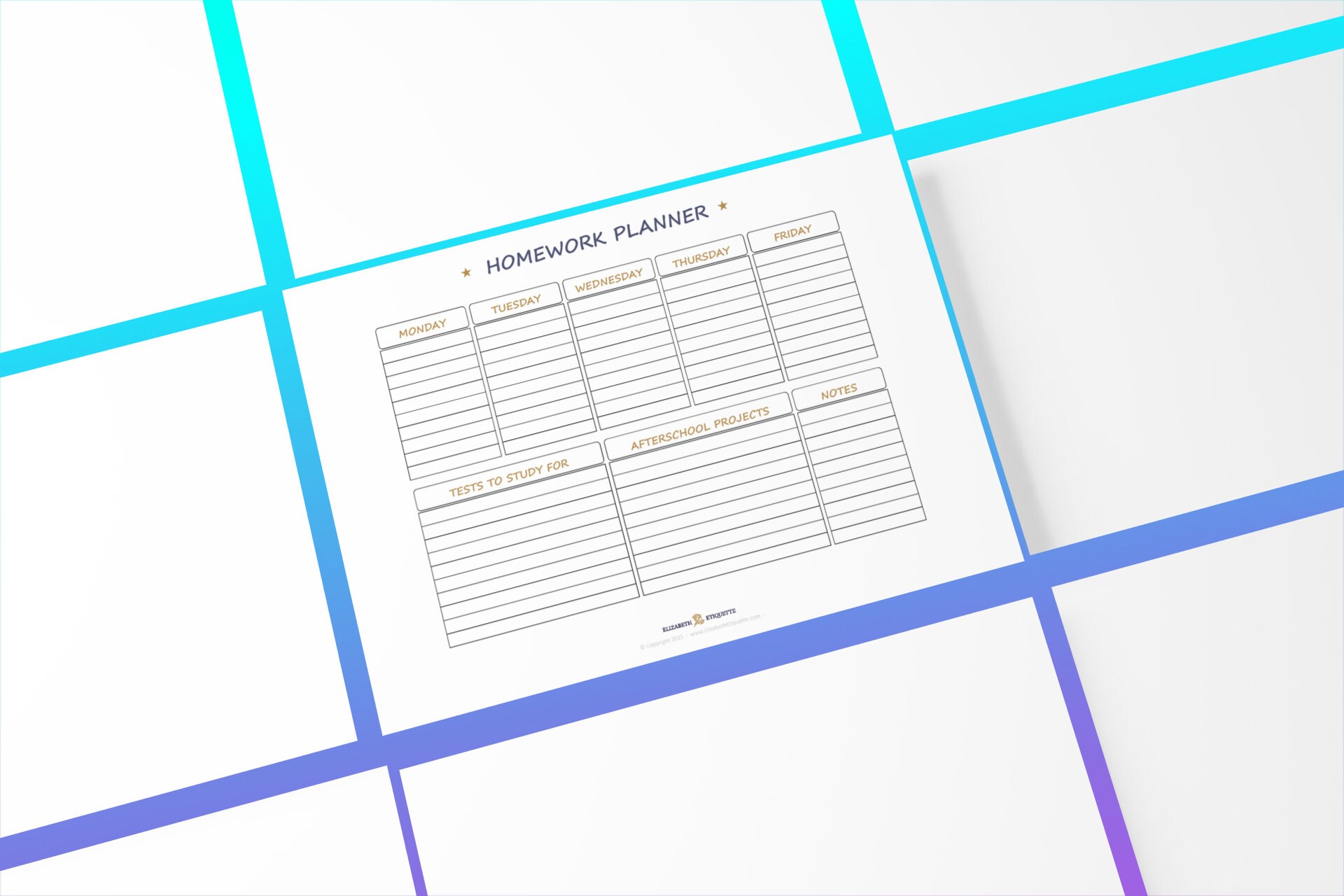 Simple HOMEWORK ORGANIZER , Printable Planner, Weekly Homework Planner ...