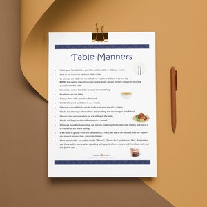 Table Manners Bundle for Kids | Dining Etiquette Game | Manners Cards ...