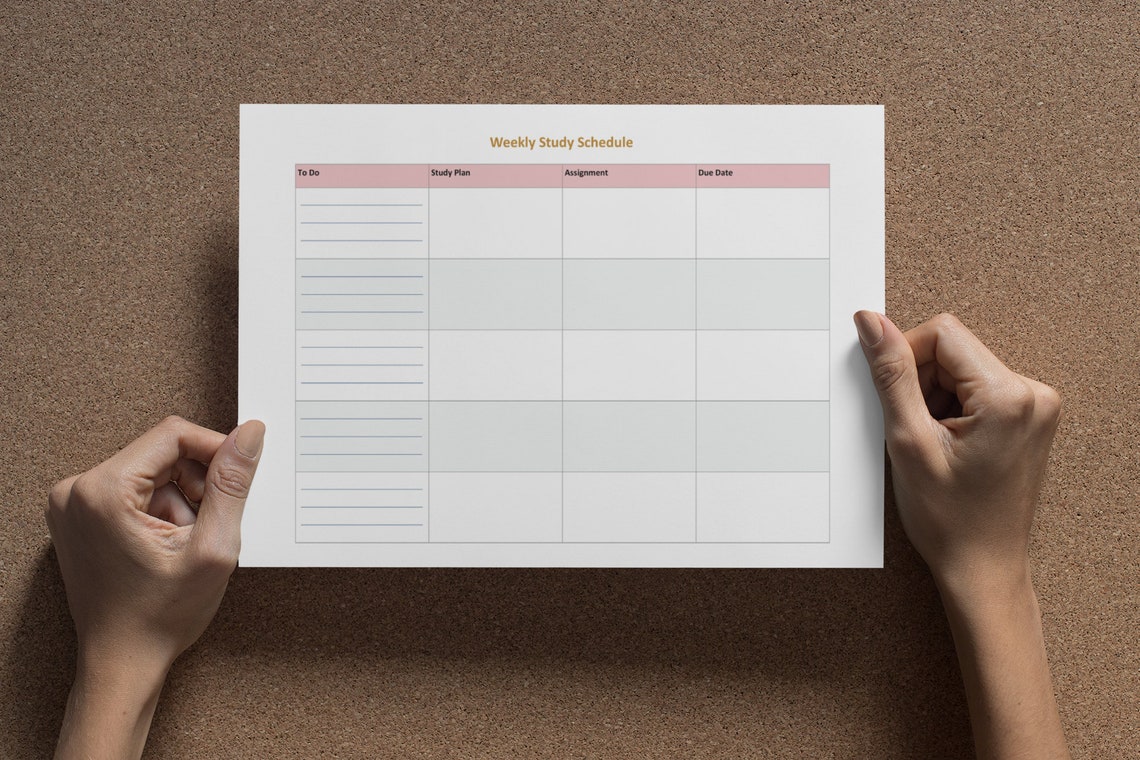 Weekly Study Schedule Printable Set Weekly Revision - Etsy