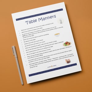 Table Manners Bundle for Kids | Dining Etiquette Game | Manners Cards ...