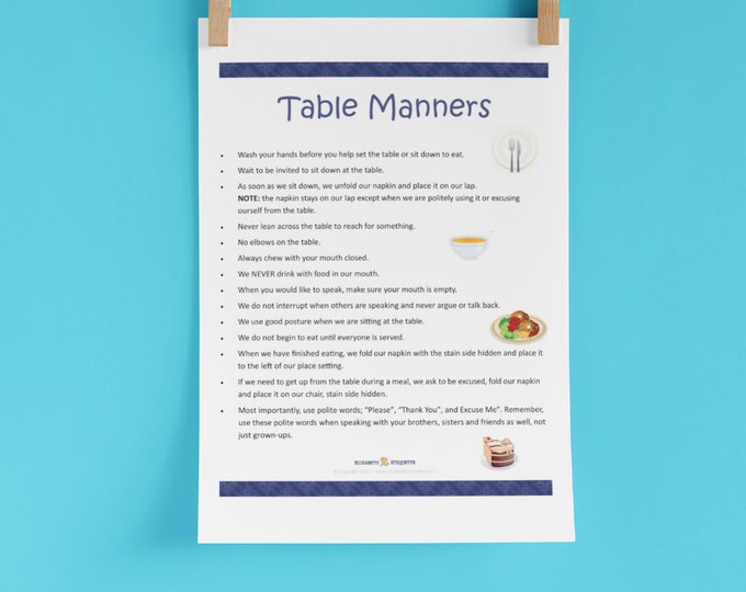 Editable Table Manners, Table Manners, Table Manners Etiquette, Habit ...