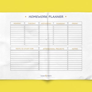 Simple HOMEWORK ORGANIZER Printable Planner Weekly Homework - Etsy