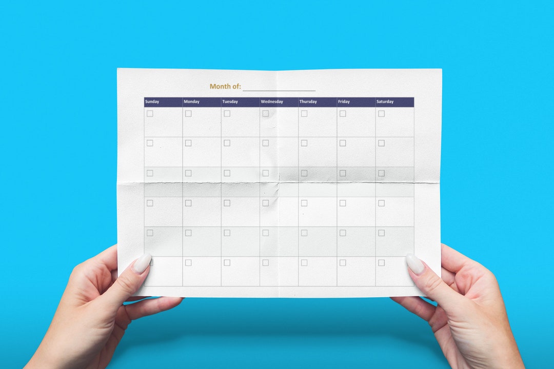 Blank Monthly Calendar Printable Landscape, Minimalist Calendar ...