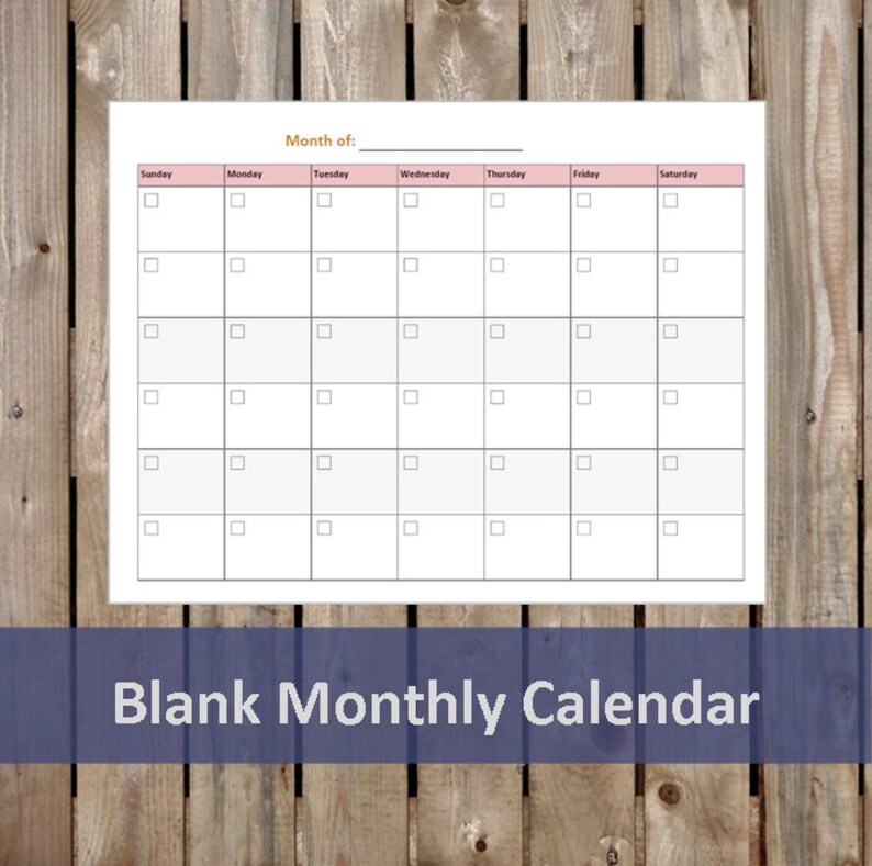 Blank Monthly Calendar - Student Planner - Printable/editable PDF ...