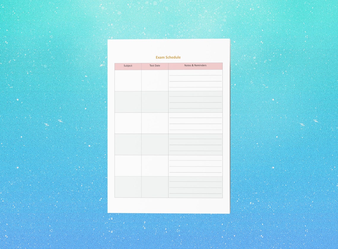 Exam Schedule, Printable Study Planner, Print at Home Study Plan ...