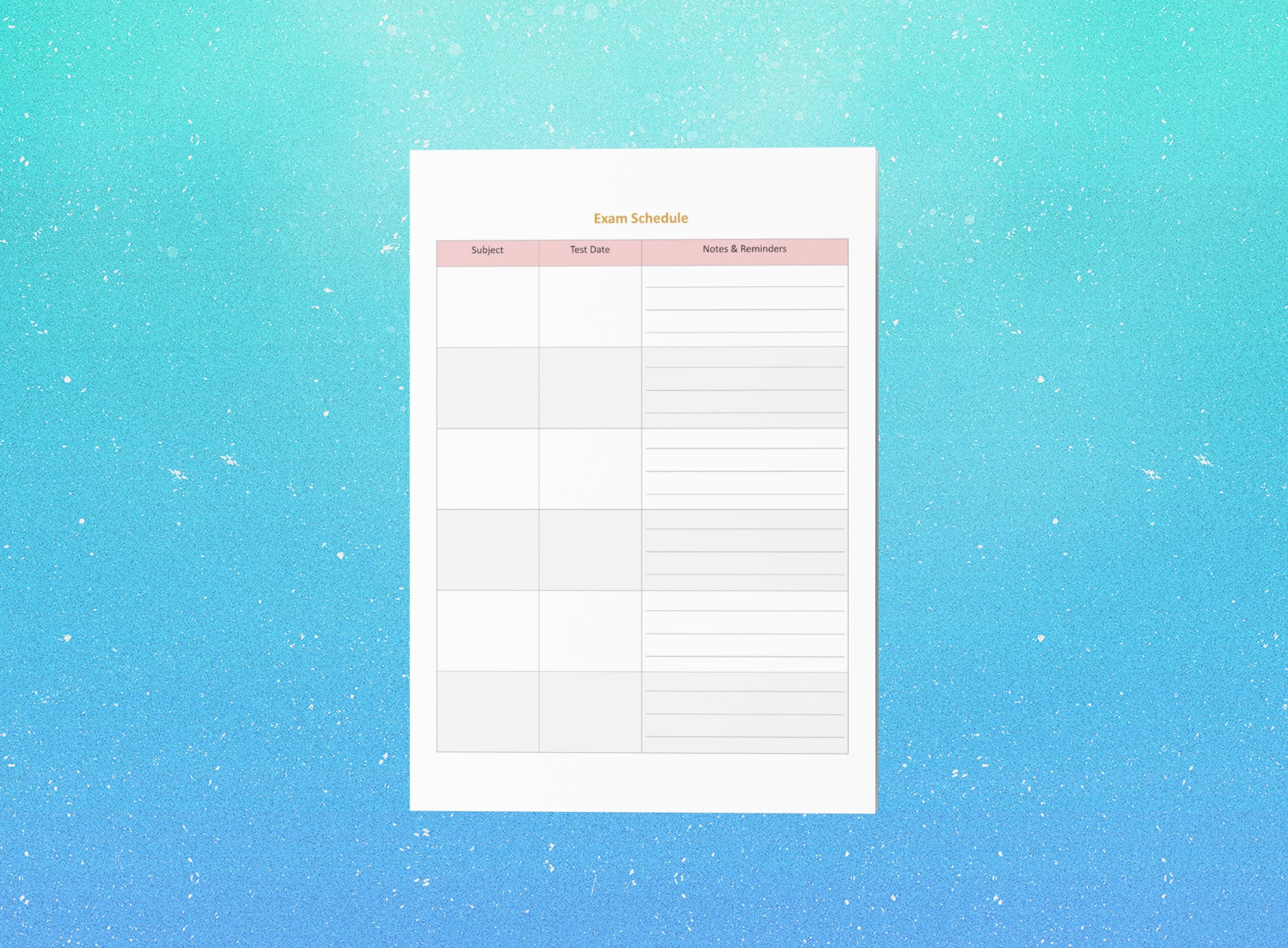 Exam Schedule, Printable Study Planner, Print at Home Study Plan ...