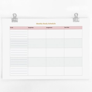 Weekly Study Schedule Printable Set | Weekly Revision Timetable Set ...