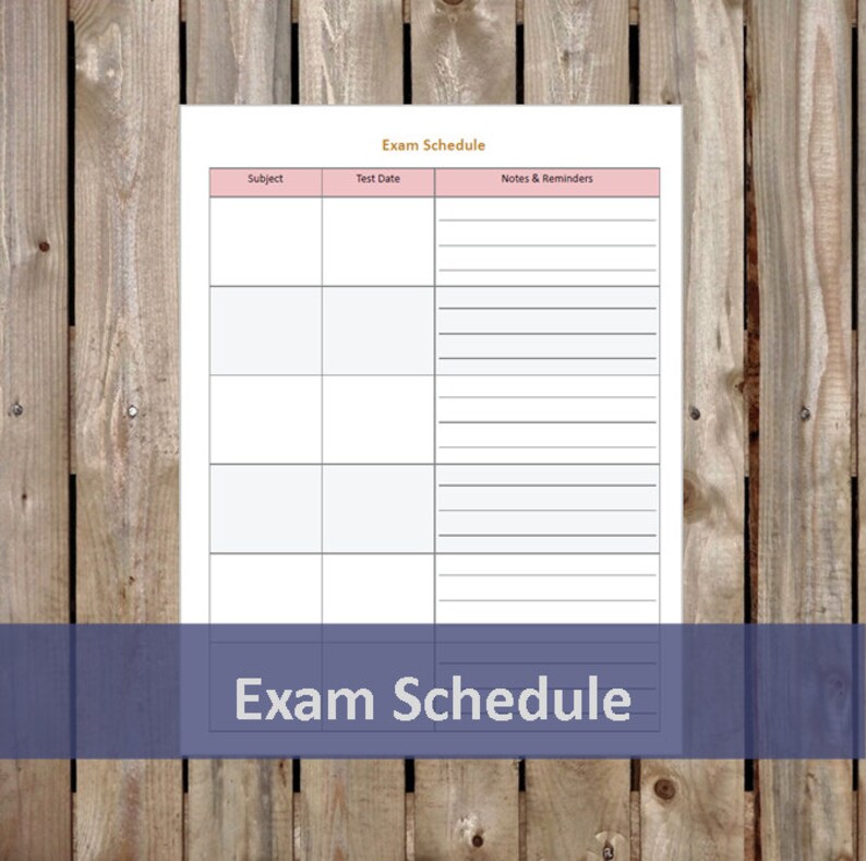 Exam Schedule, Printable Study Planner, Print at Home Study Plan ...