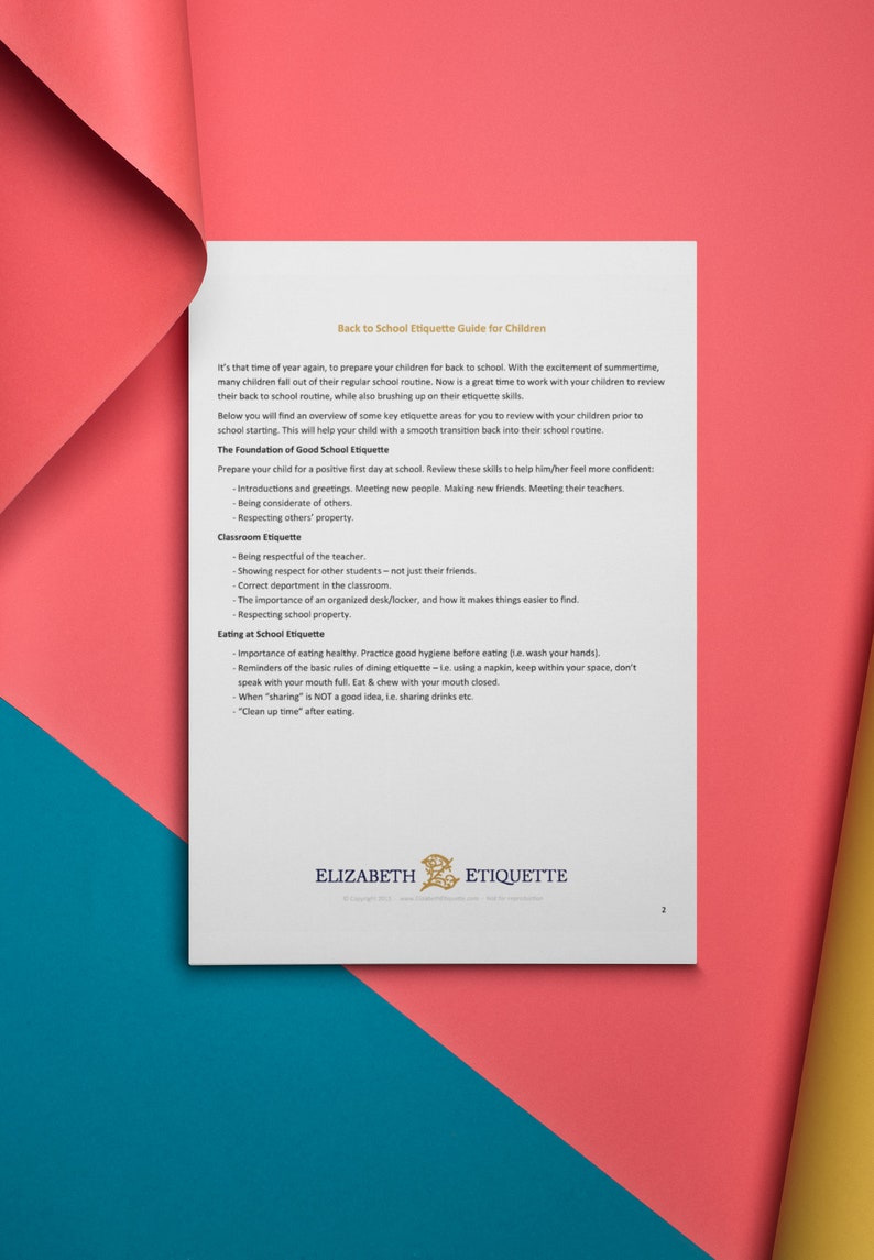 Back to School Etiquette Guide,printable Home School Schedule, Daily ...