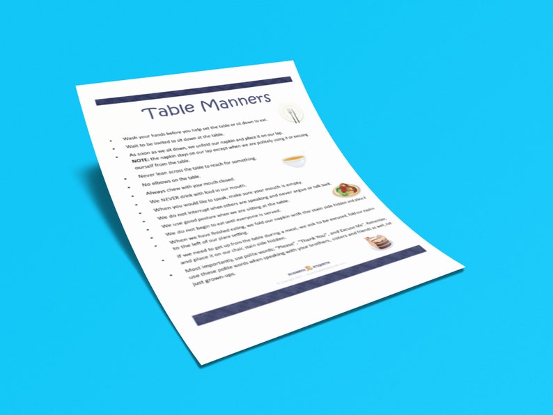 Table Manners Bundle for Kids | Dining Etiquette Game | Manners Cards ...