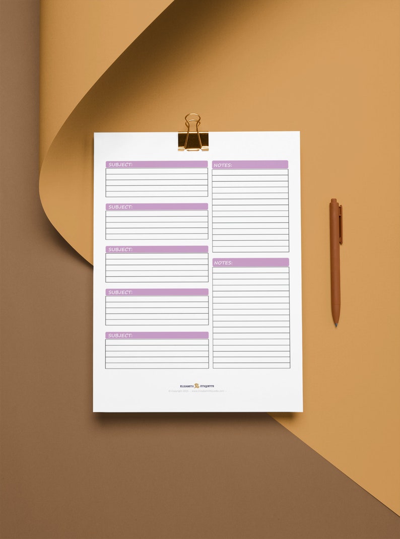 Student Subject Organizer Planner Page Class Assignment - Etsy
