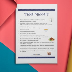 Table Manners Bundle for Kids | Dining Etiquette Game | Manners Cards ...