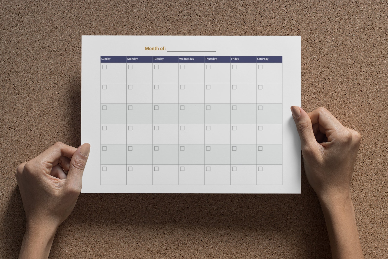 Blank Monthly Calendar Printable Landscape, Minimalist Calendar ...