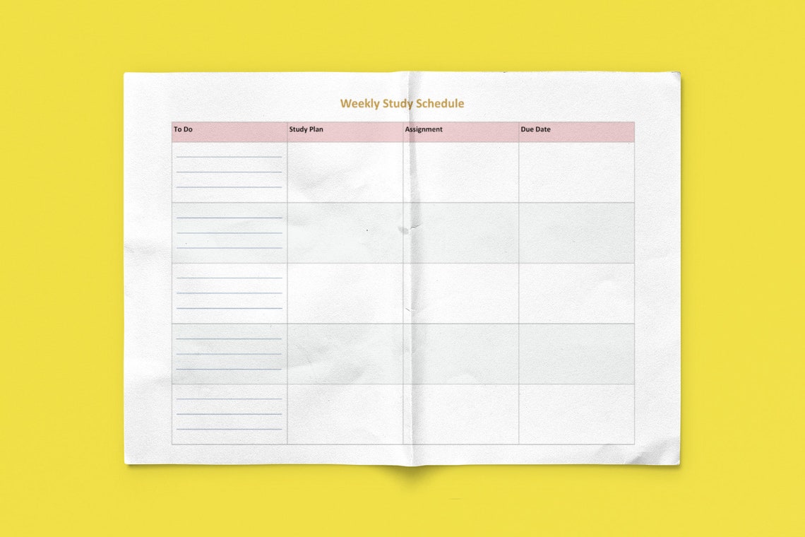 Weekly Study Schedule Printable Set Weekly Revision - Etsy