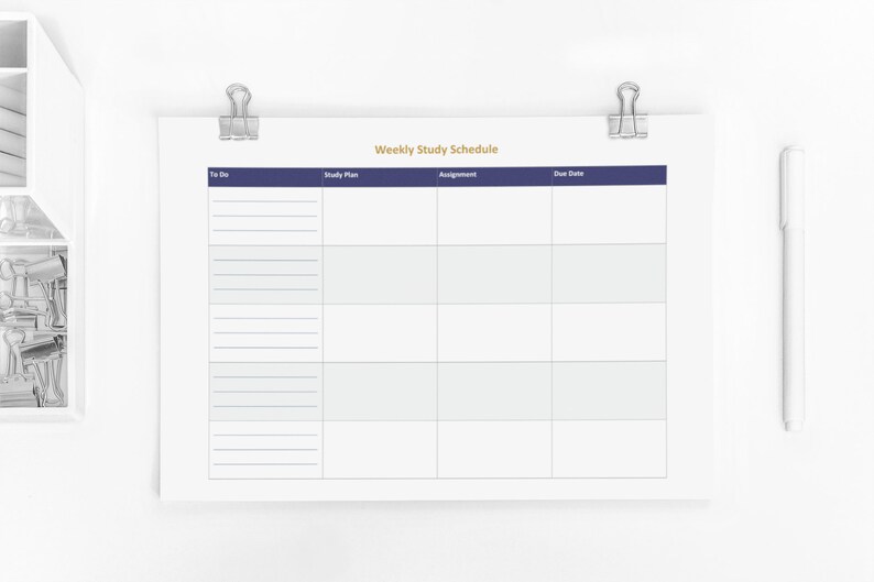 Simple Weekly Study Schedule Printable Set | Weekly Revision Timetable ...