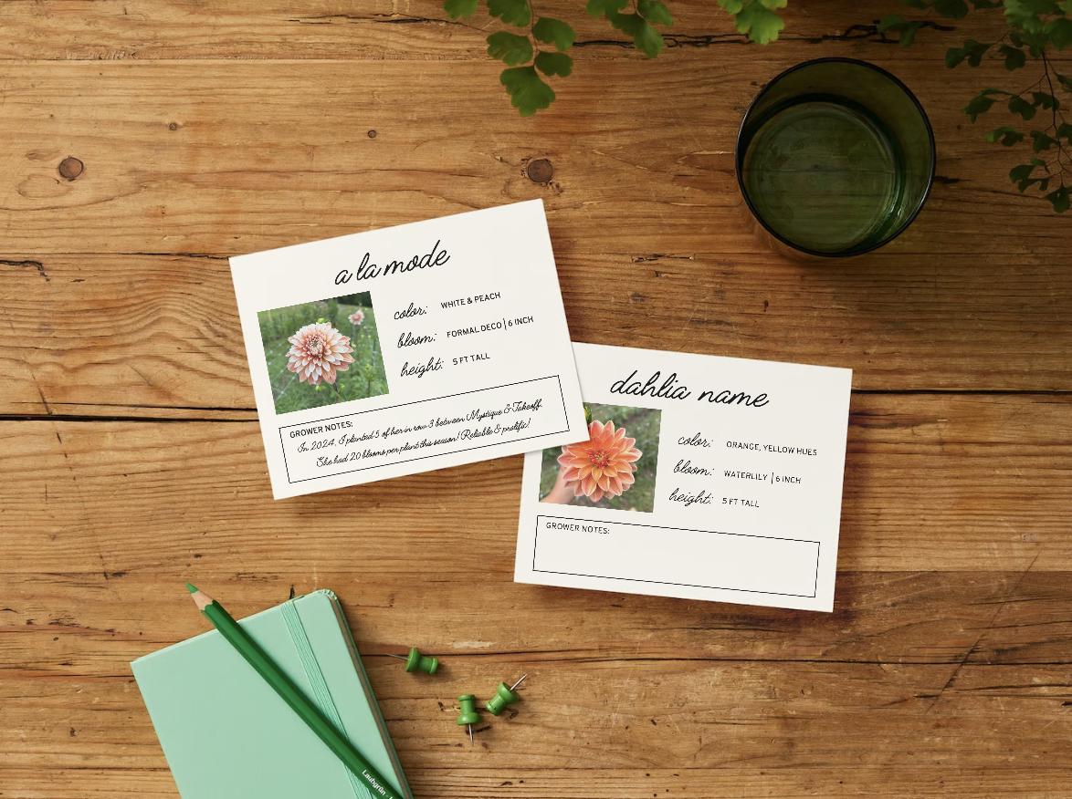 Dahlia Storage ID Card Tag Template, Grower's Notes, ID Tags ...
