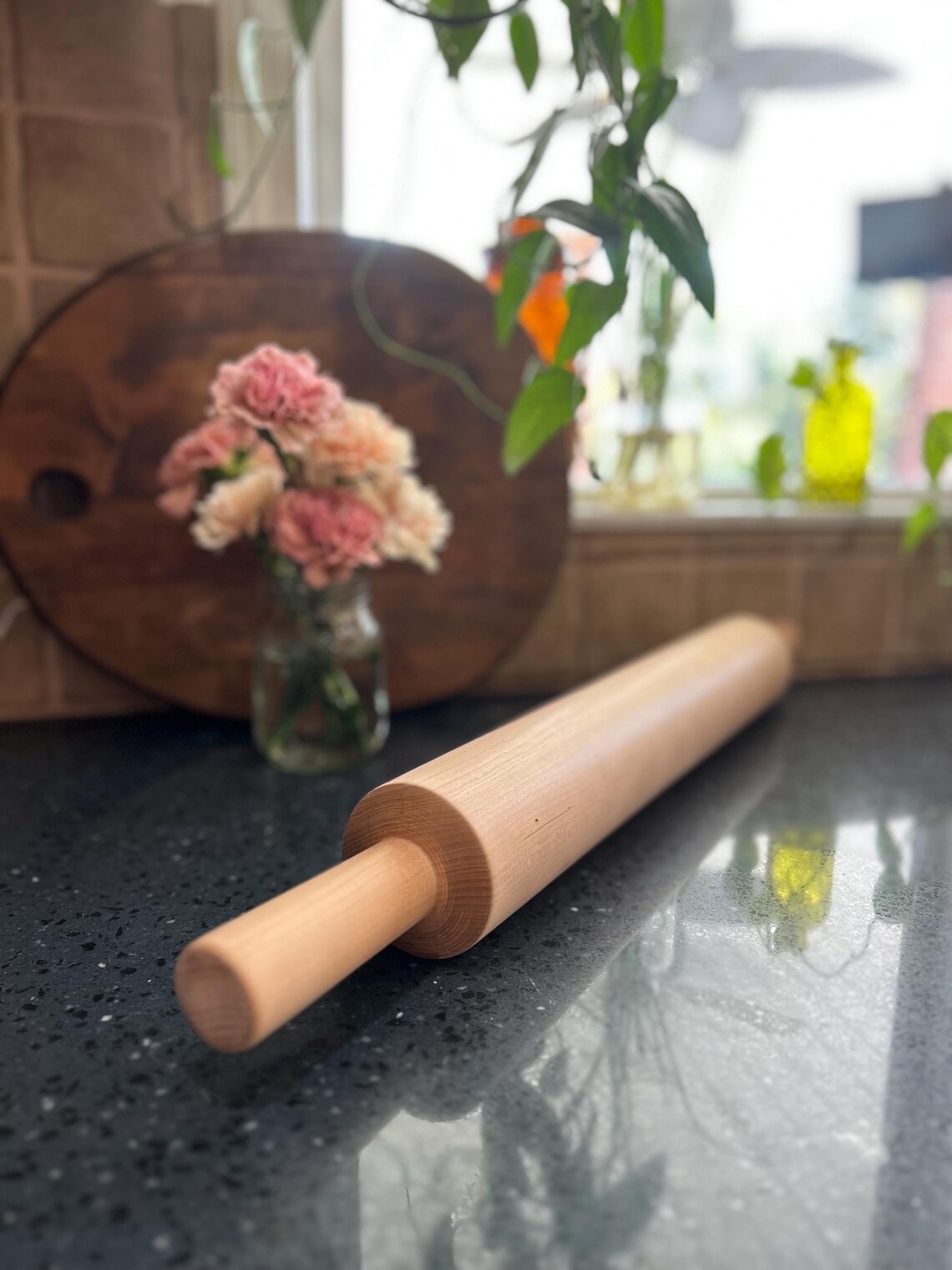 Extra Long Traditional Rolling Pin, Hand-turned Maple Cherry Hardwood ...