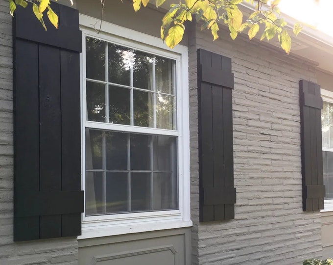 Black Exterior Wood Shutters - Etsy