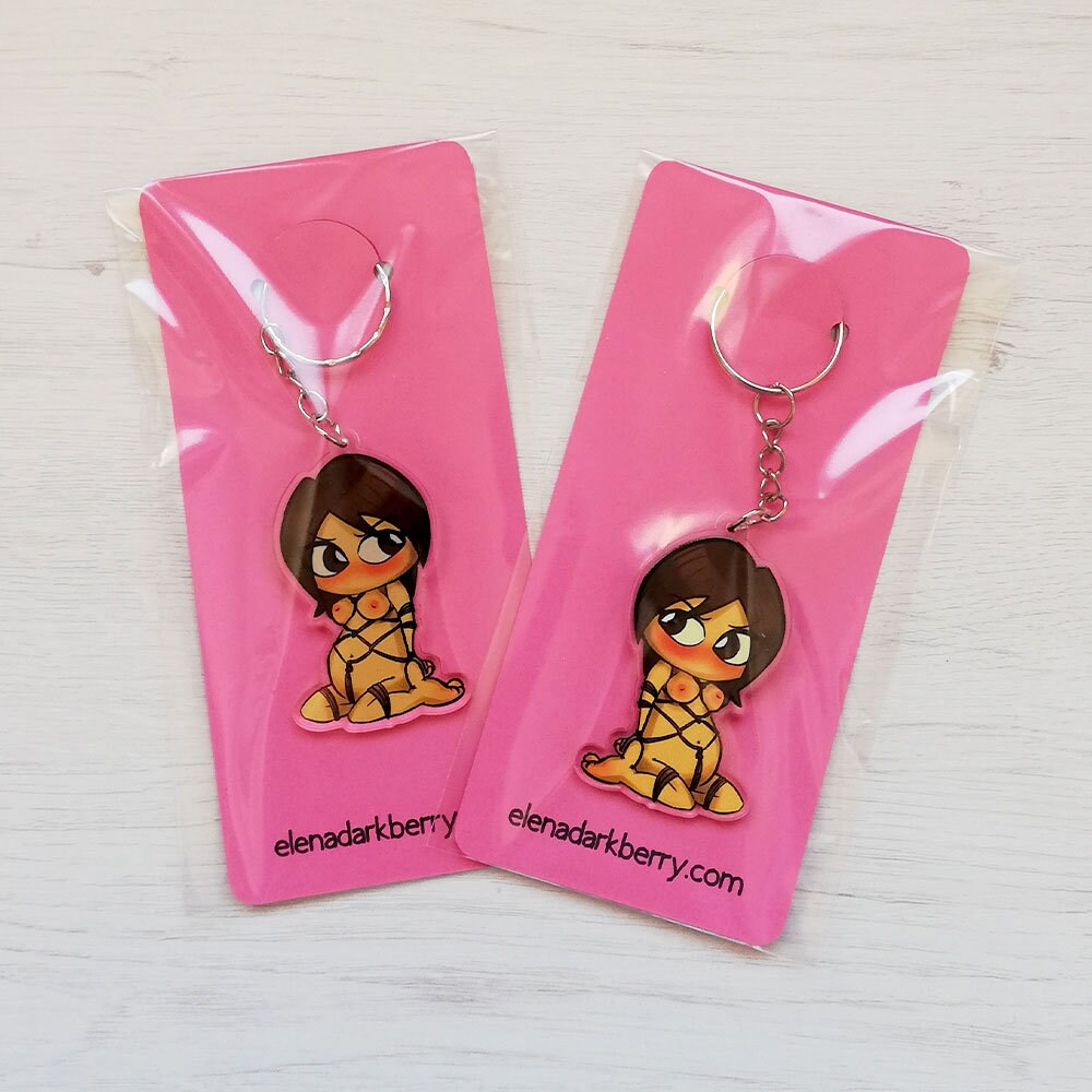 Acrylic Keychain With Chibi Design of Decorative Shibari Style Knots - Etsy