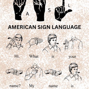 Educational ASL, American, Sign, Language, Workbook, Wall, Art, Office ...